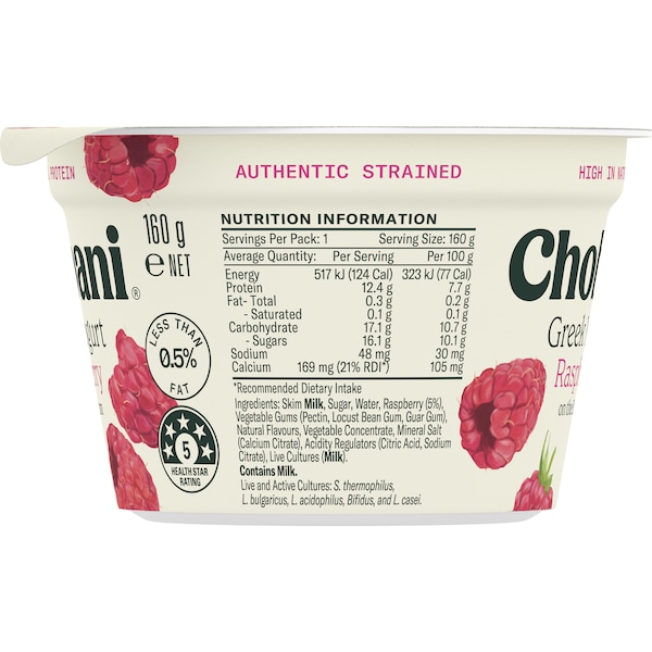 Chobani Greek Yogurt Raspberry 160g | Woolworths