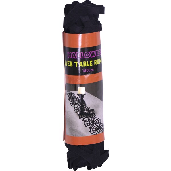Halloween Web Table Runner Black 180cm Each | Woolworths