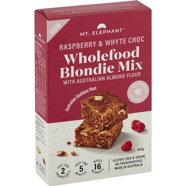 Mt Elephant Raspberry & Whyte Chocolate Blondie Mix 350g | Woolworths