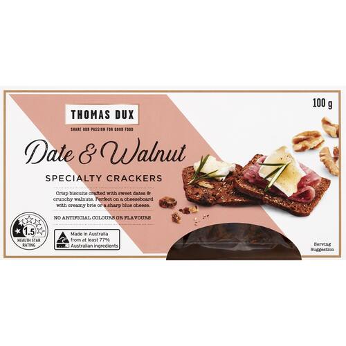 Thomas Dux Date & Walnut Crackers 100g | bunch