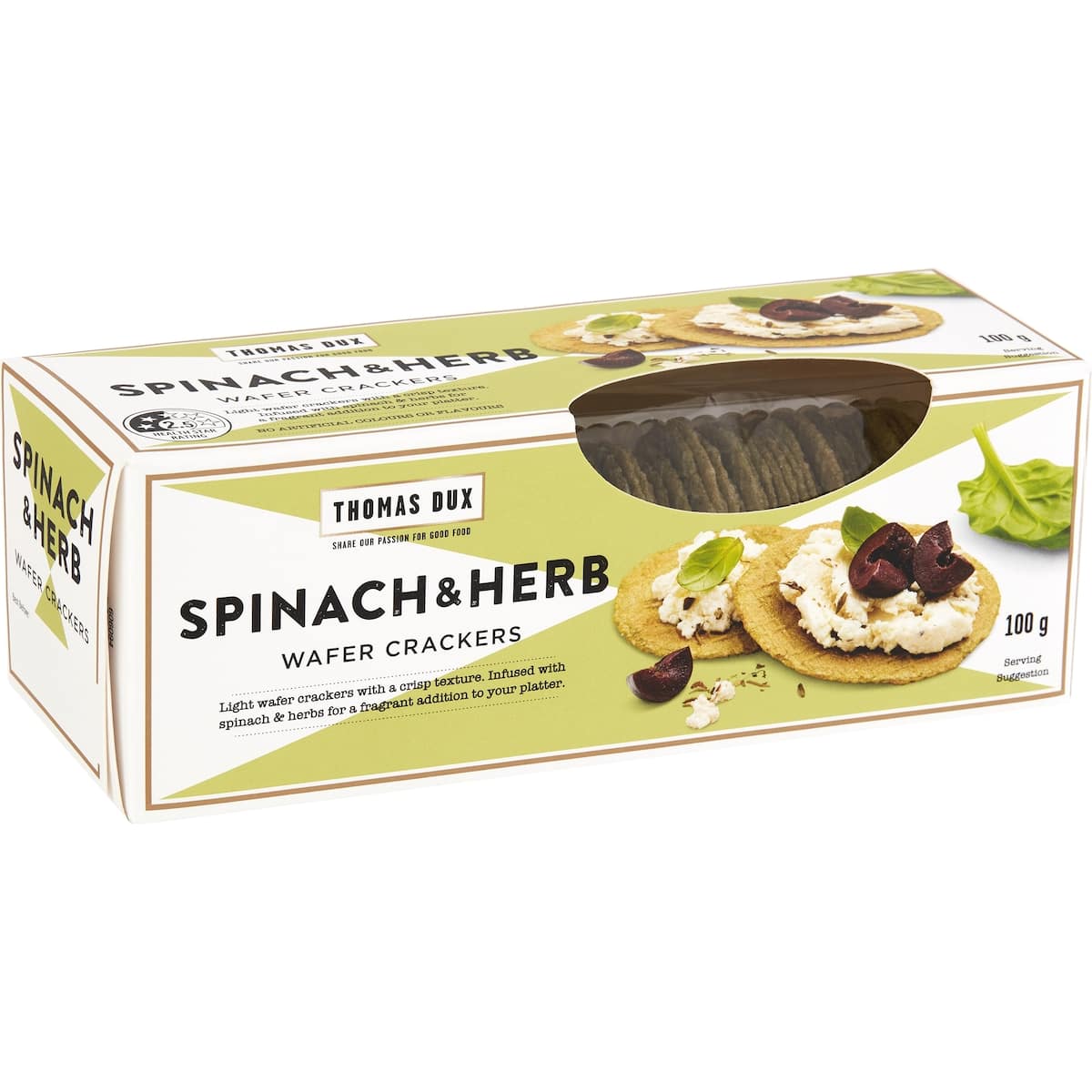Thomas Dux Spinach & Herb Wafer Crackers 100g | bunch