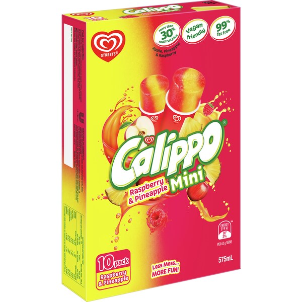 Calippo Streets Mini Water Ice Block Raspberry Pineapple 10 Pack ...