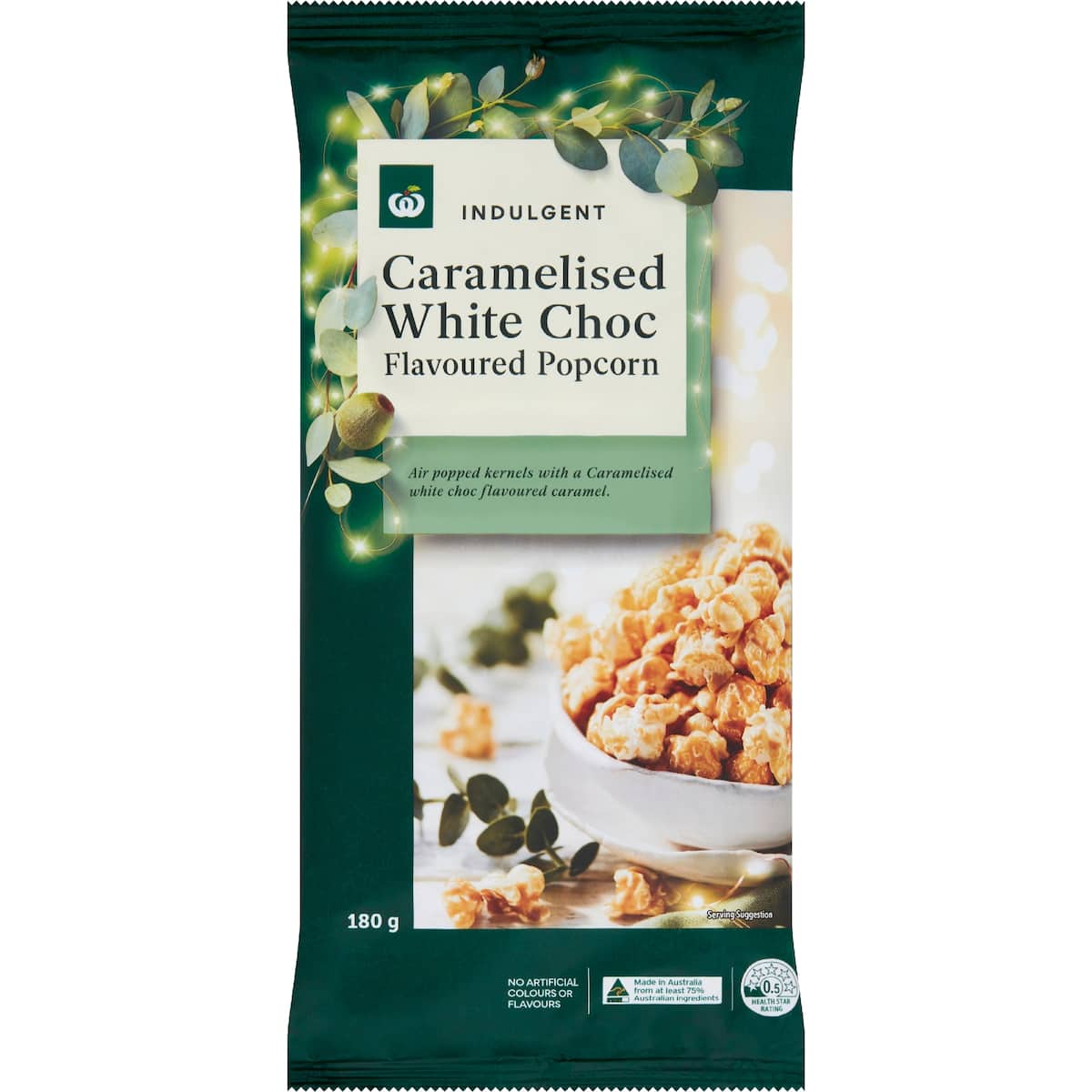 Woolworths Christmas Caramelised White Choc Popcorn 180g | bunch