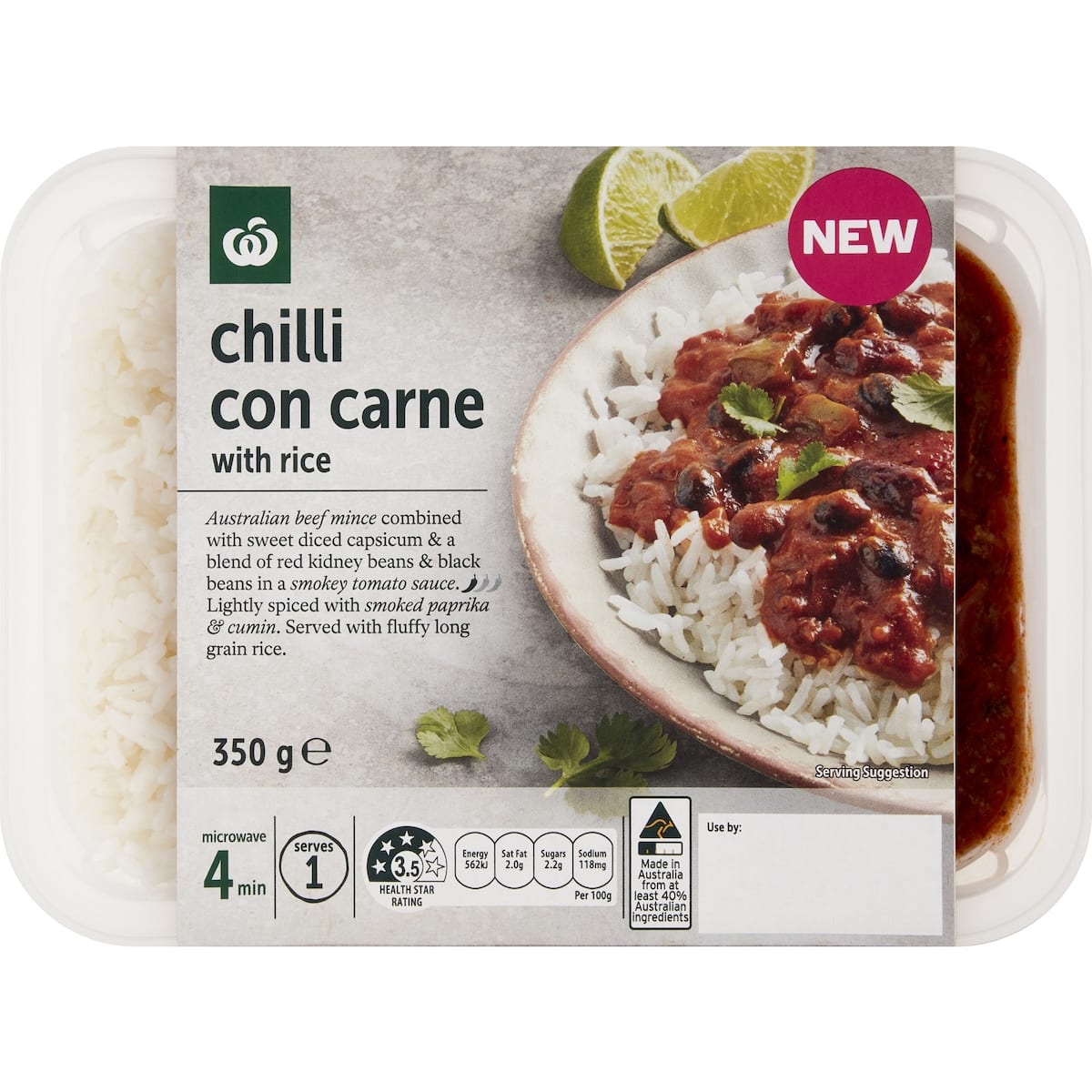 Woolworths Chilli Con Carne & Rice 350g | bunch