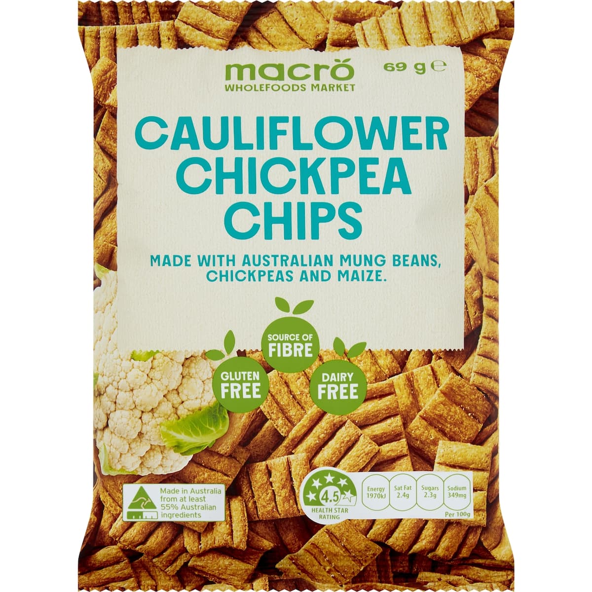 Macro Chickpea Chips Cauliflower 69g | bunch
