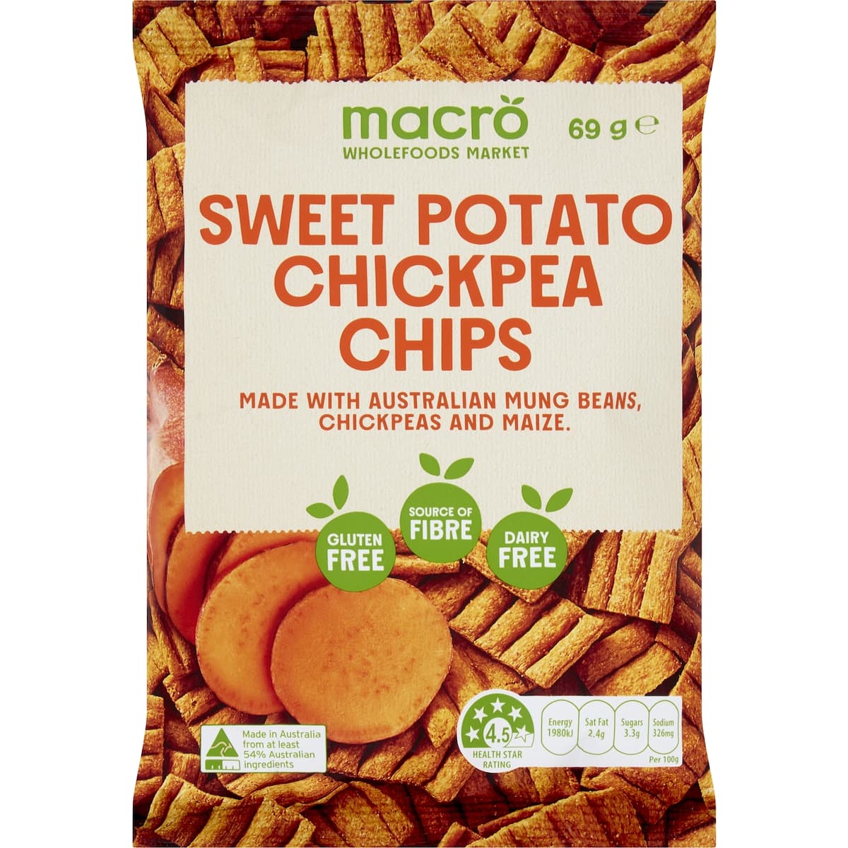 Macro Sweet Potato Chickpea Chips 69g | bunch