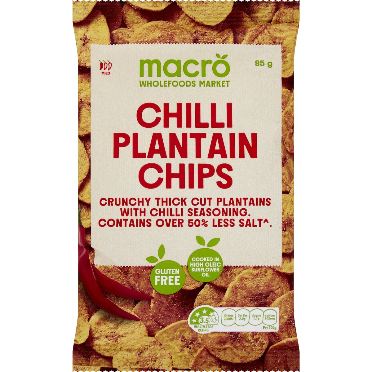 Macro Plantain Chips Chilli 85g | bunch