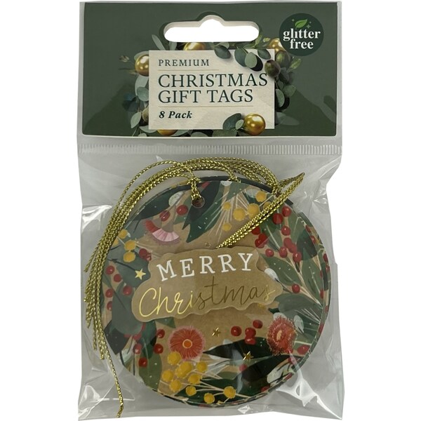Christmas Premium Tags Traditional Circle 8 Pack | Woolworths