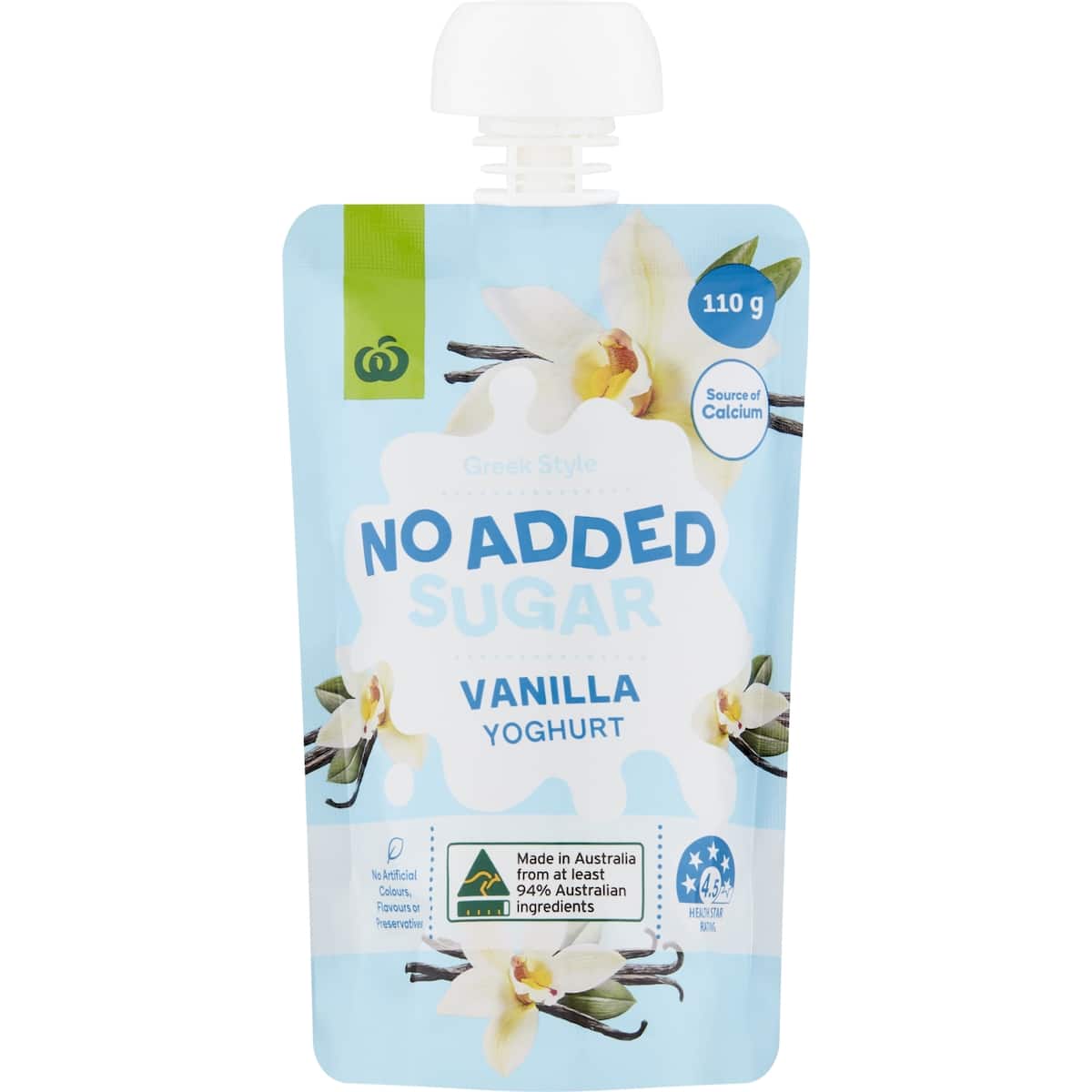 Woolworths No Added Sugar Greek Style Vanilla Yoghurt 110g | bunch