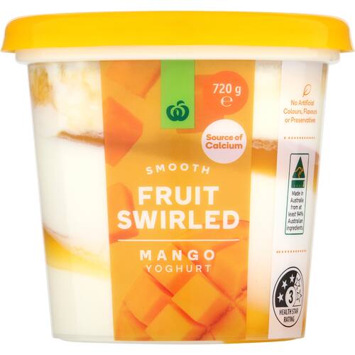 Woolworths Fruit Swirled Mango Yoghurt 720g | bunch
