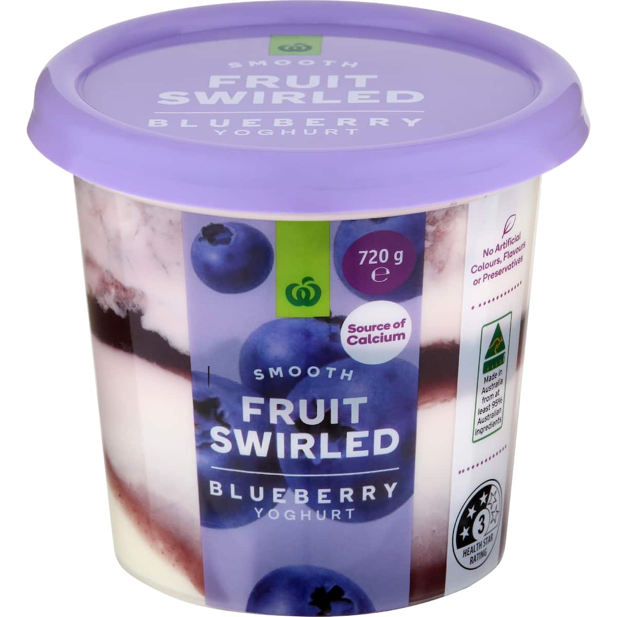 Woolworths Fruit Swirled Blueberry Yoghurt 720g | bunch