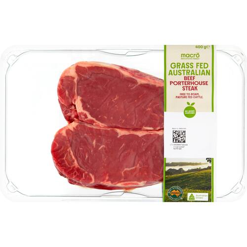 Macro Grass Fed Beef Porterhouse Steaks 2 Pack 400g | bunch