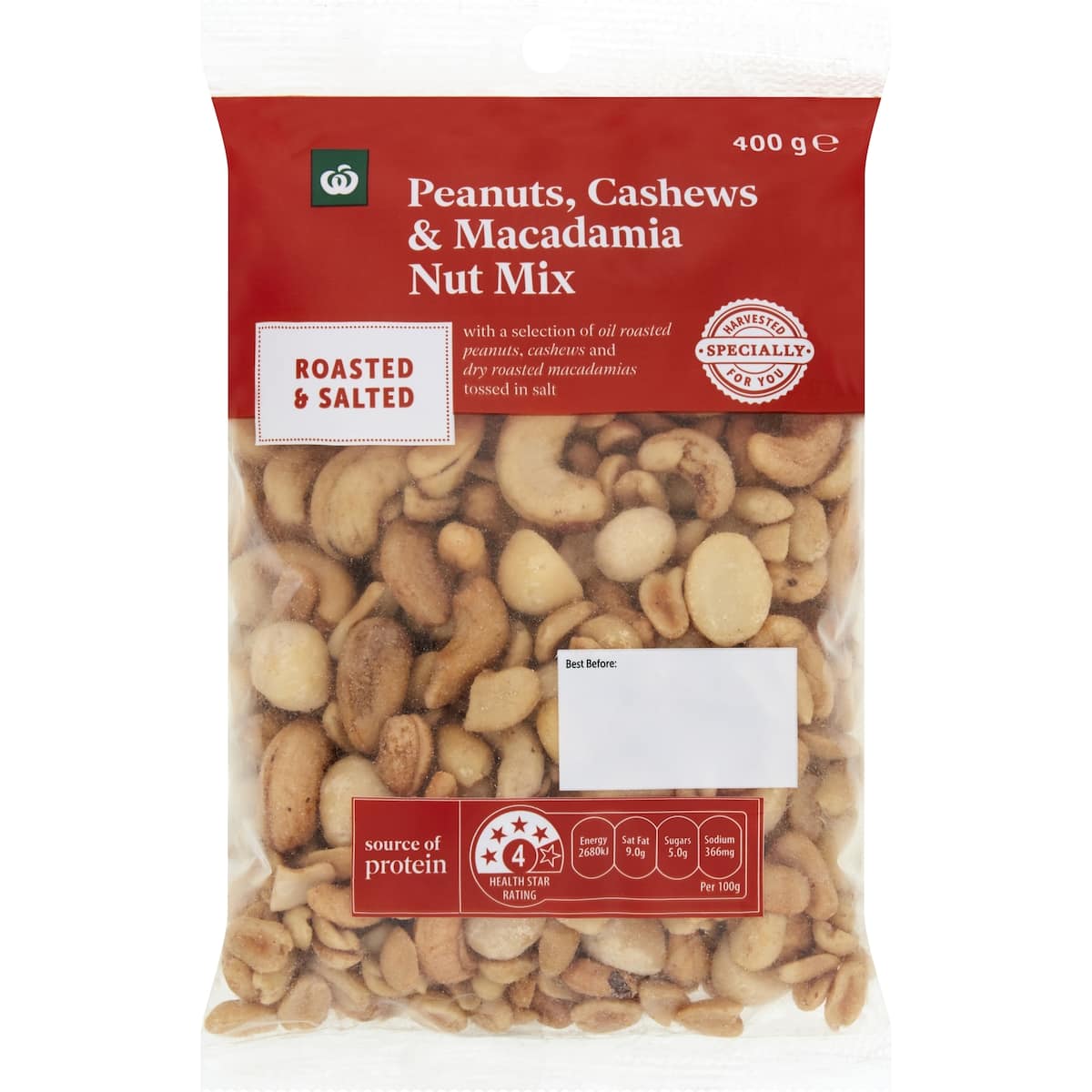 Woolworths Roasted & Salted Peanuts Cashews & Macadamia Nut Mix 400g ...