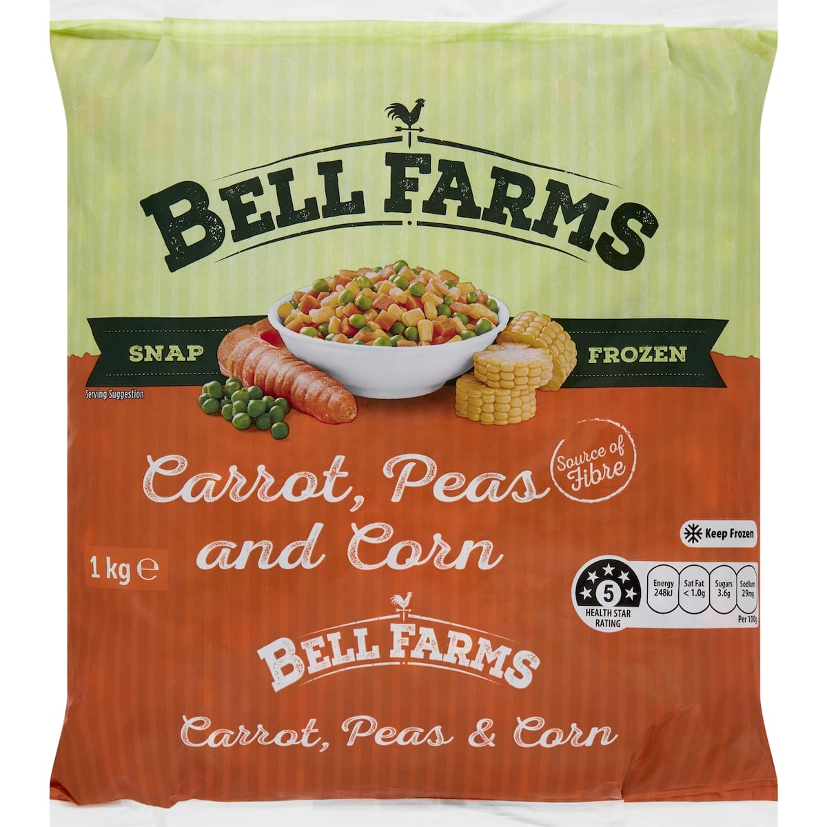 Bell Farms Carrots Peas & Corn Snap Frozen 1kg | bunch