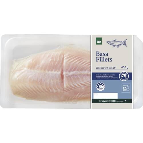 Woolworths Basa Fillets Boneless With Skin Off 400g | bunch