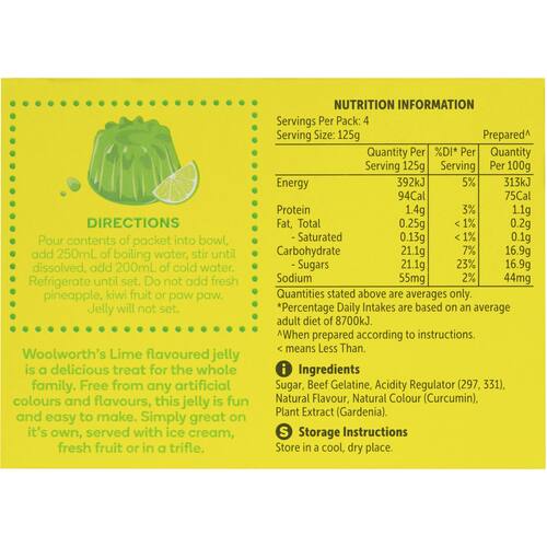 Woolworths Select Jelly Lime 85g | bunch