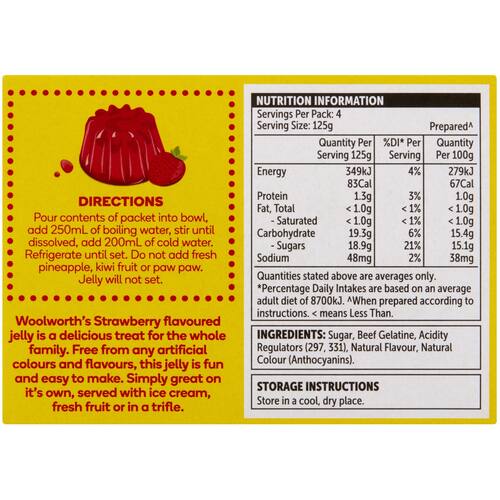 Woolworths Jelly Strawberry 85g | bunch