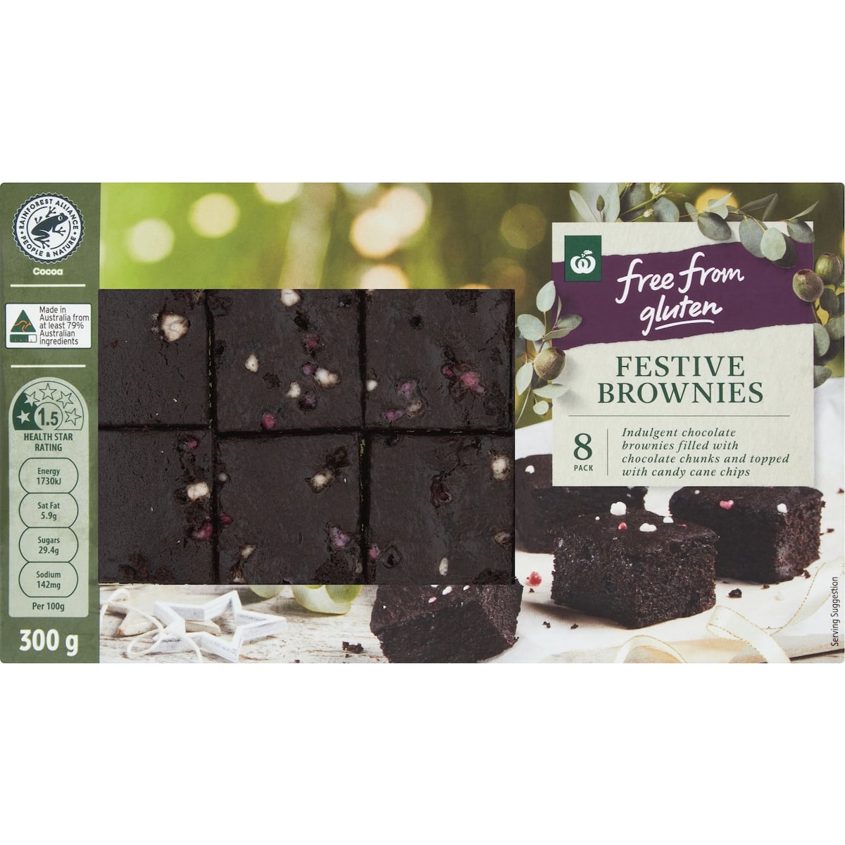 Woolworths Free From Gluten Festive Brownies 8 Pack | bunch