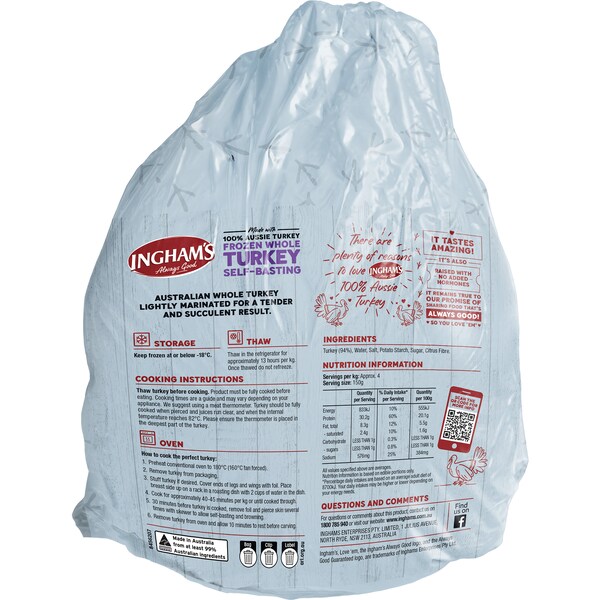 Ingham's Frozen Whole Turkey 5kg | Woolworths