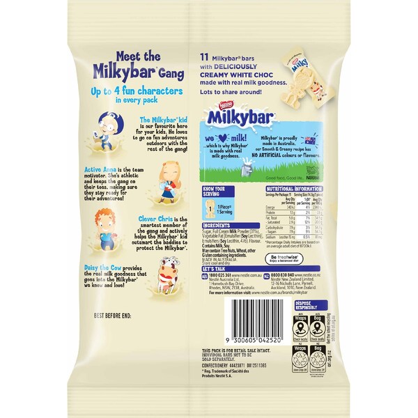 Milkybar White Choc 11 Mini Bars Share Pack 158g | Woolworths