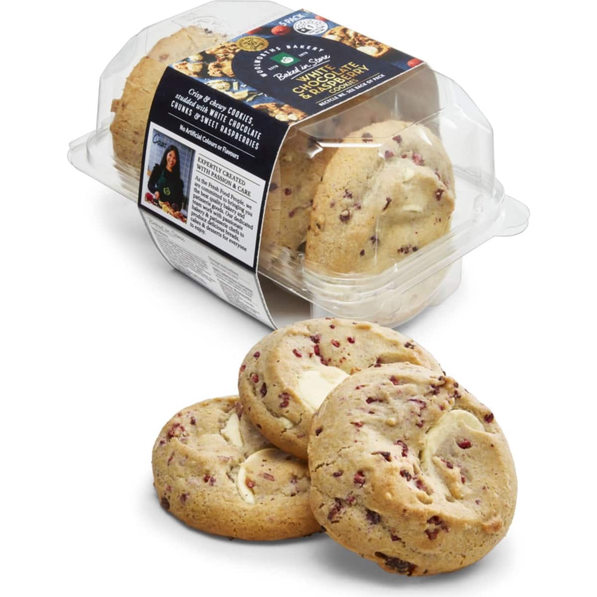 Woolworths White Chocolate & Raspberry Cookies 5 Pack | bunch