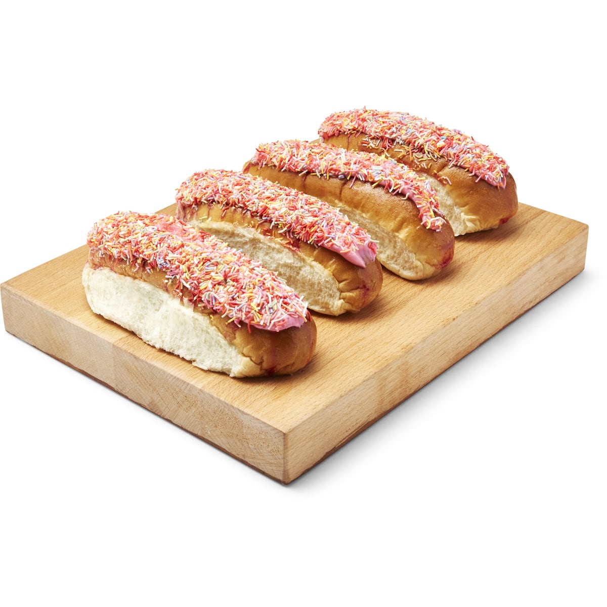 Woolworths Bun Finger Iced With Rainbow Sprinkles 4 Pack | bunch