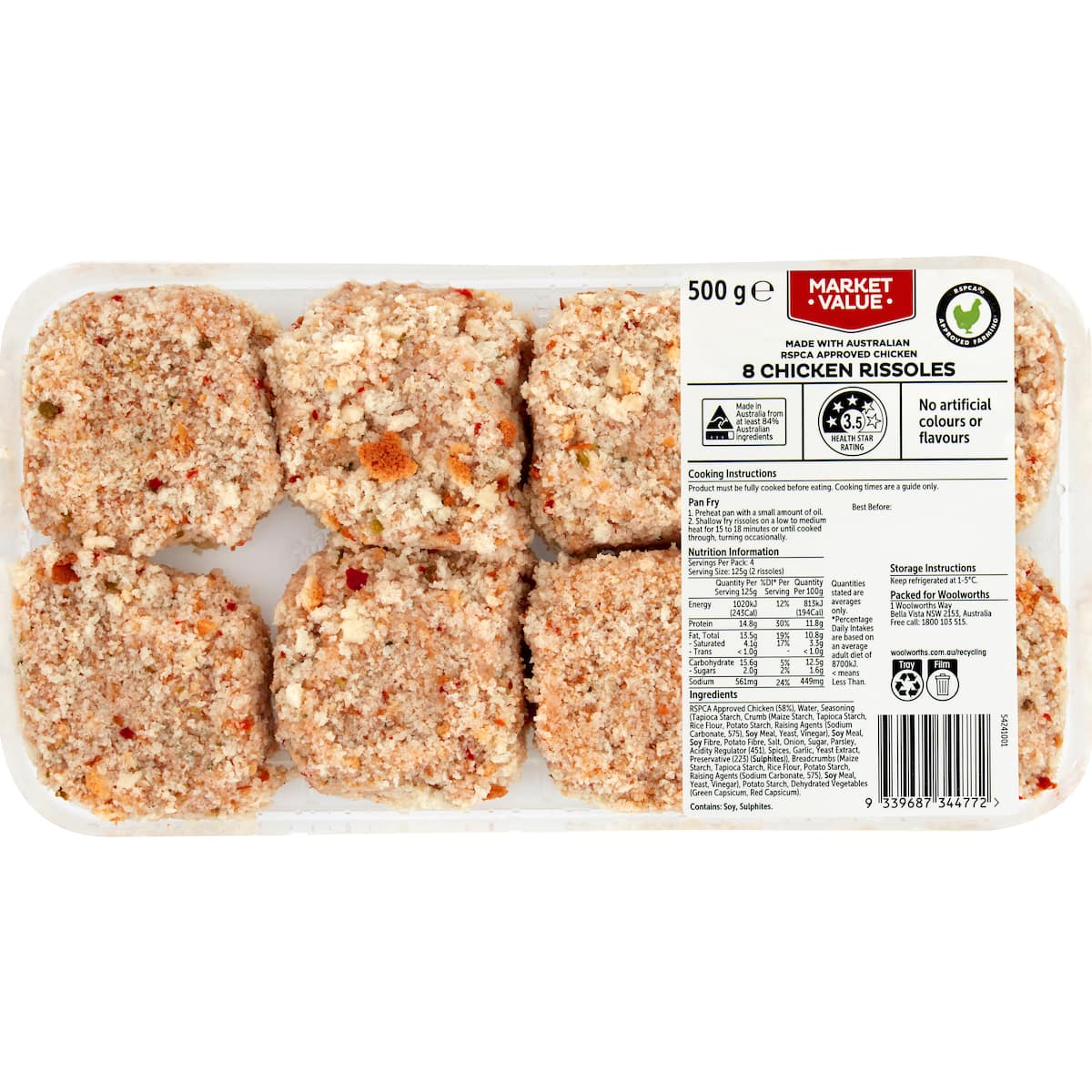 Market Value Chicken Rissoles 8 Pack | bunch