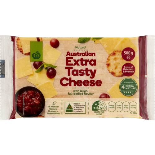 Woolworths Extra Tasty Cheese Block 500g | bunch