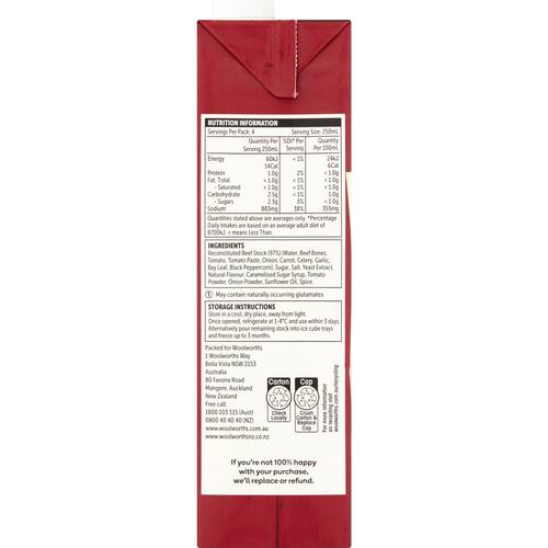 Woolworths Beef Liquid Stock 1l | bunch