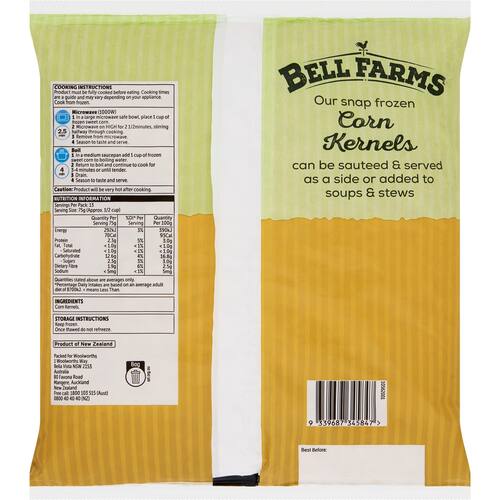 Bell Farms Corn Kernels Snap Frozen 1kg | bunch