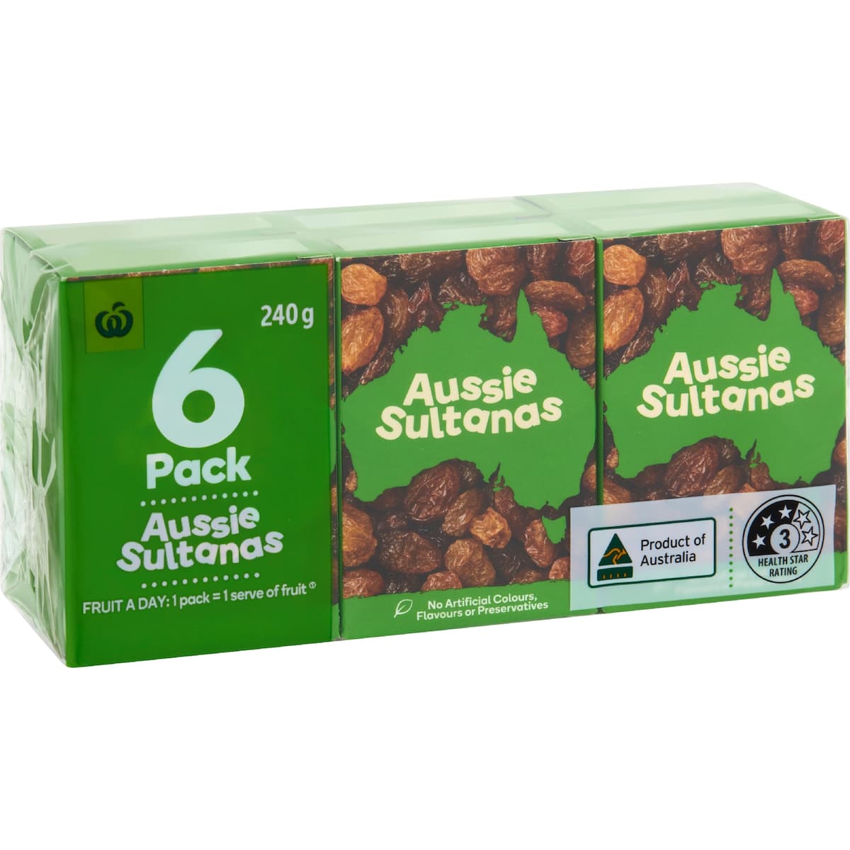 Woolworths Aussie Sultanas 6 Pack 240g | bunch