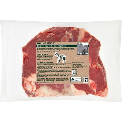 Woolworths Lamb Leg Butterflied 600g - 1.3kg | bunch