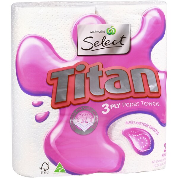 Woolworths Paper Towel Embossed White 3 Ply 120 Sheets 2 Pack | Woolworths