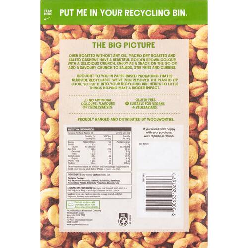 Macro Dry Roasted & Salted Cashews Nuts 500g | bunch