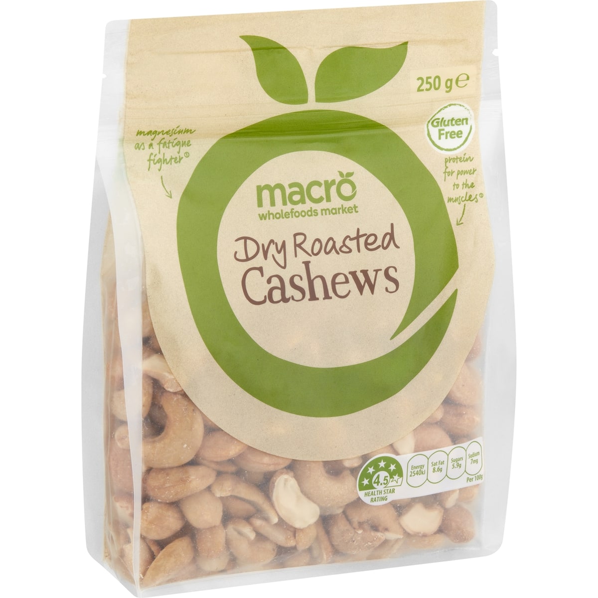 Macro Dry Roasted Cashews Nuts 250g | bunch