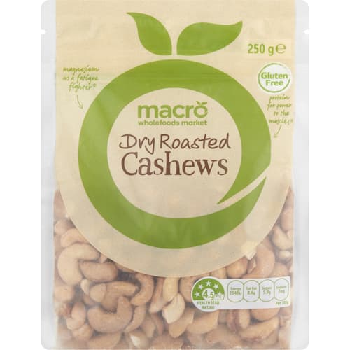 Macro Dry Roasted Cashews Nuts 250g | bunch