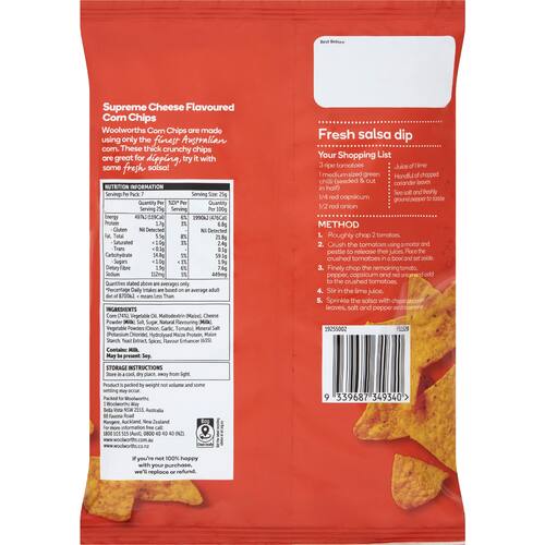 Woolworths Supreme Cheese Corn Chips 175g | bunch