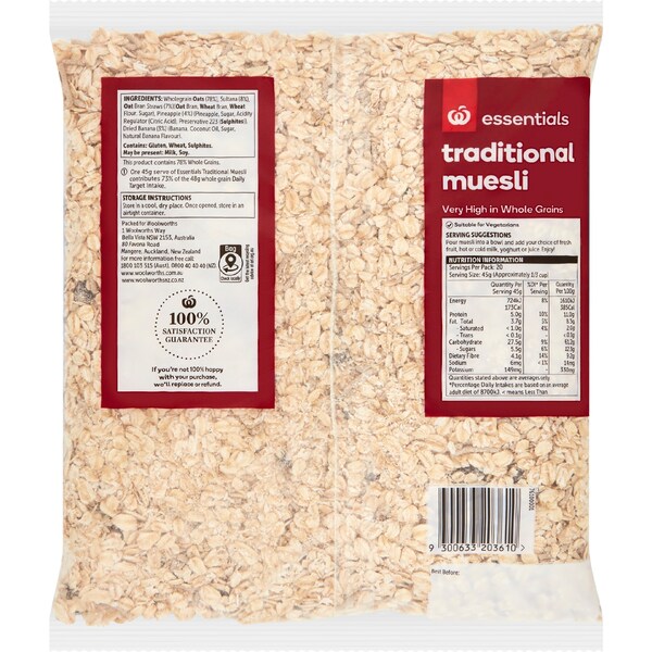 Woolworths Essentials Traditional Muesli 900g | Woolworths