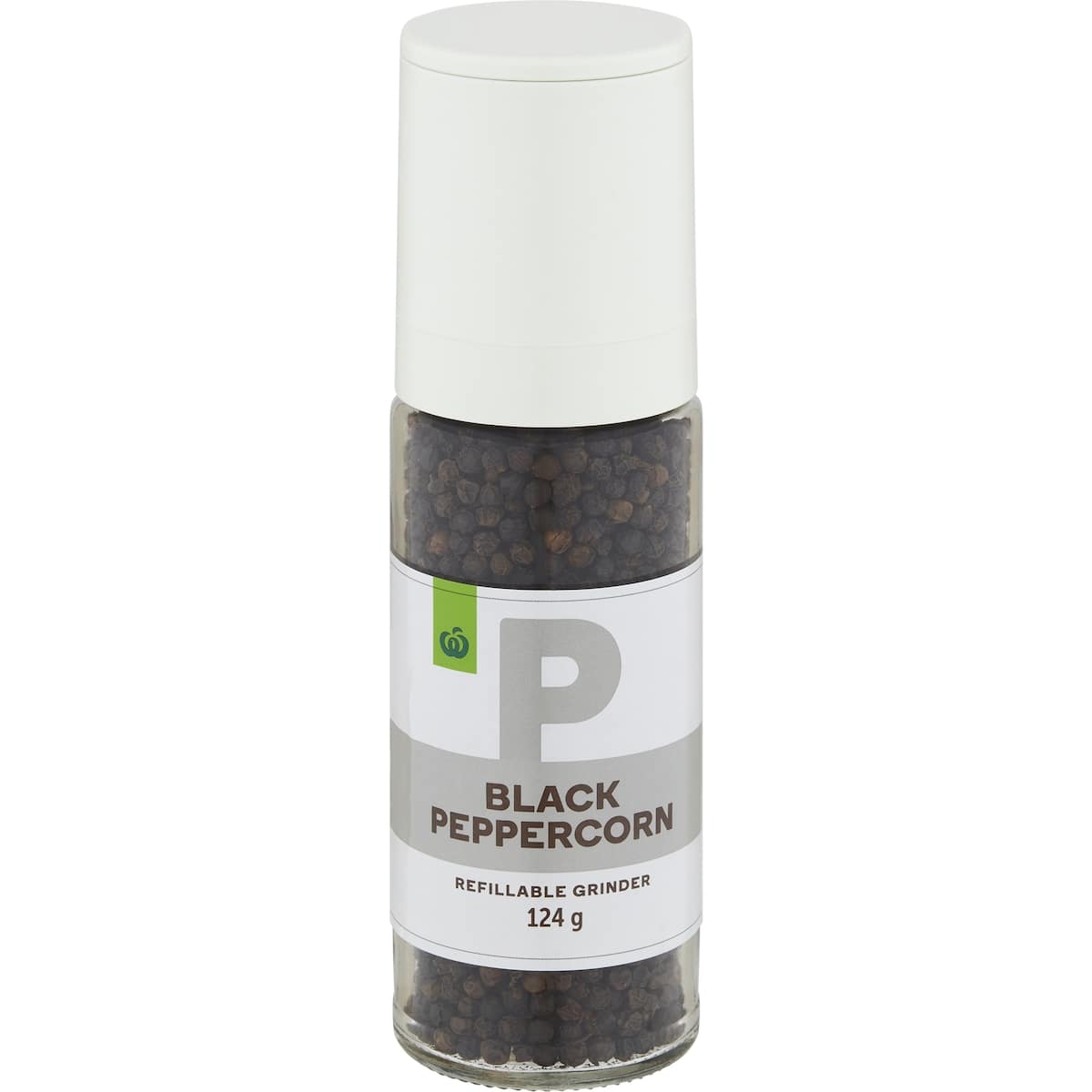 Woolworths Black Peppercorn Refillable Grinder 124g | bunch