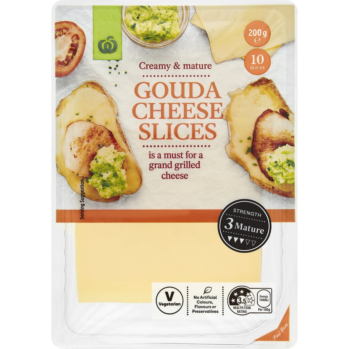 Woolworths Gouda Cheese Slices 10 nos 200g | bunch