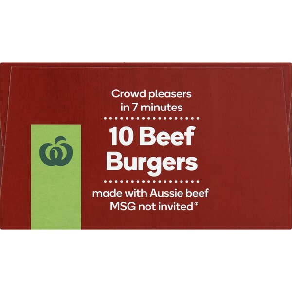 Woolworths Beef Burger Patties 10 Pack | Woolworths