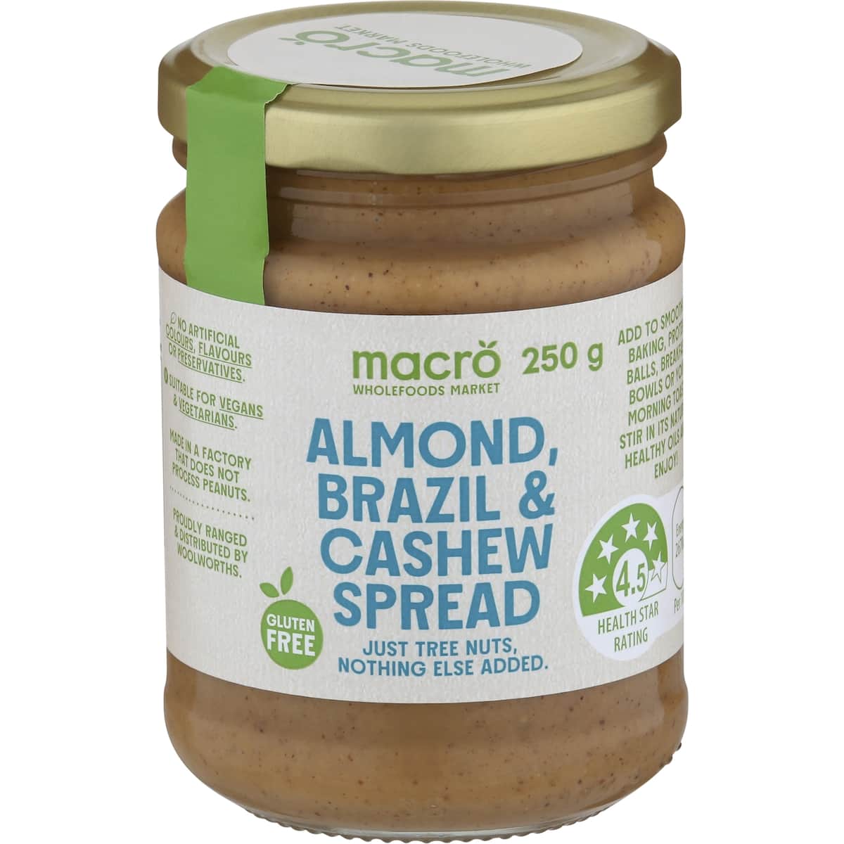 Macro Natural Brazil, Almond & Cashew Spread 250g | bunch