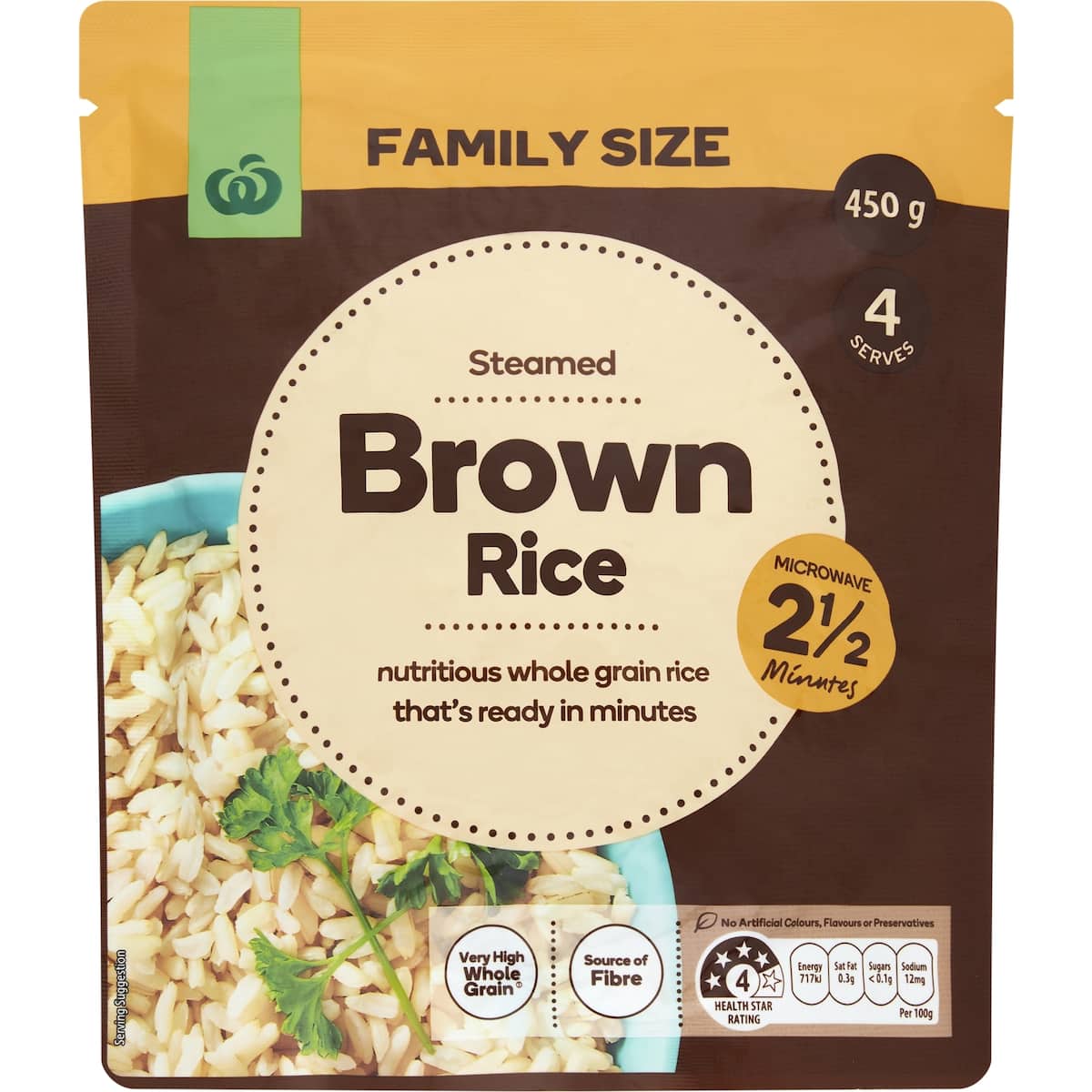 Woolworths Microwave Brown Rice Family Size 450g | bunch