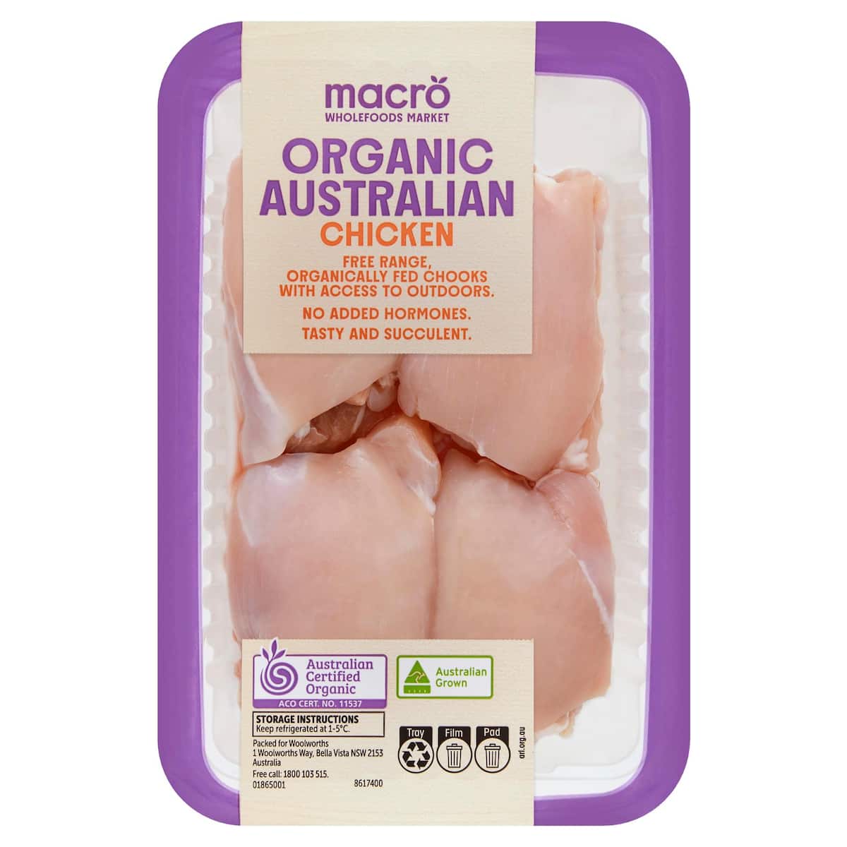 Macro Organic Chicken Thigh Fillet 450g - 550g | bunch