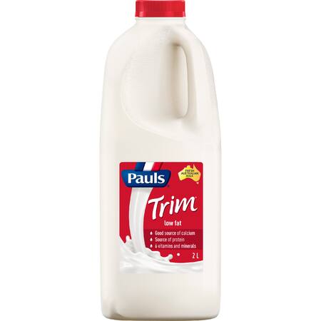 Get Pauls Trim Low Fat Milk 2L delivered to your doorsteps in minutes | AU