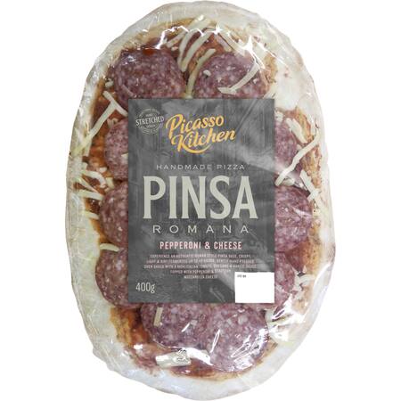 Get Picasso Kitchen Homemade Pinsa Romana Pepperoni & Cheese Pizza 400g ...