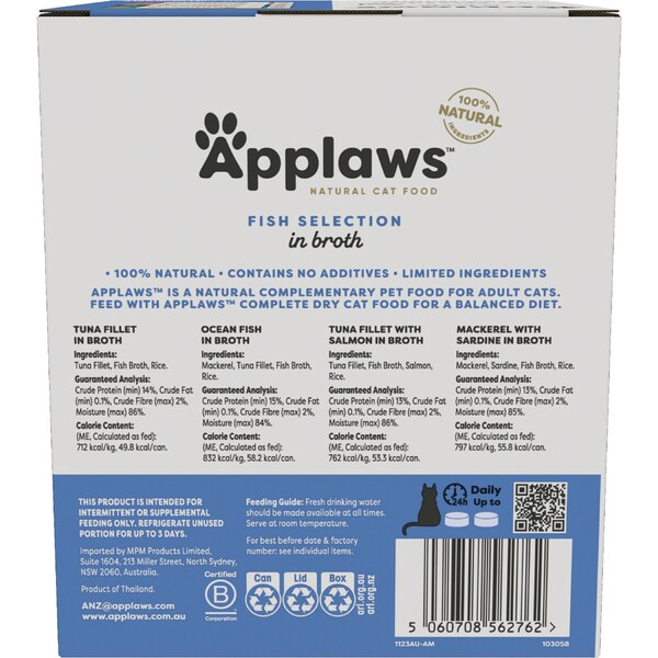 Applaws Fish Selection In Broth Cat Food 70g X 20 Pack | Woolworths