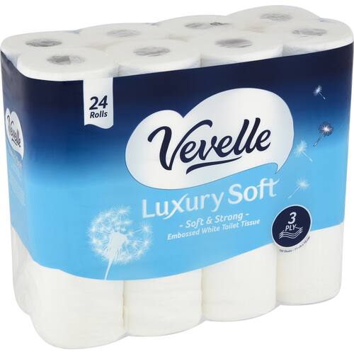Vevelle Luxury Soft 3 Ply Toilet Tissue 180 Sheets 24 pack | bunch