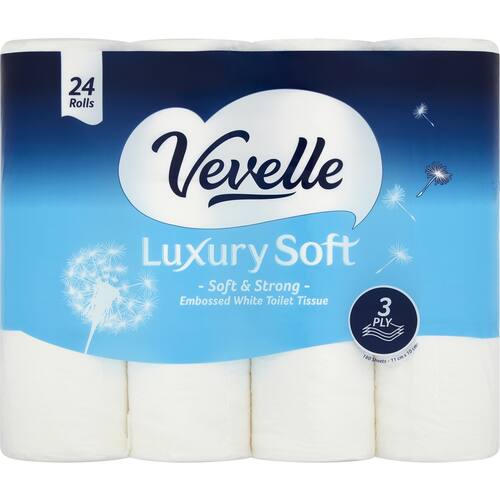 Vevelle Luxury Soft 3 Ply Toilet Tissue 180 Sheets 24 pack | bunch