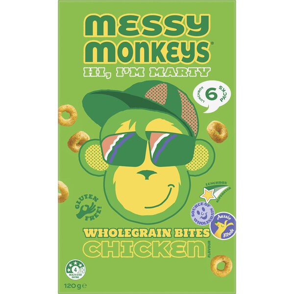 Messy Monkeys Wholegrain Bites Chicken 6 Pack | Woolworths